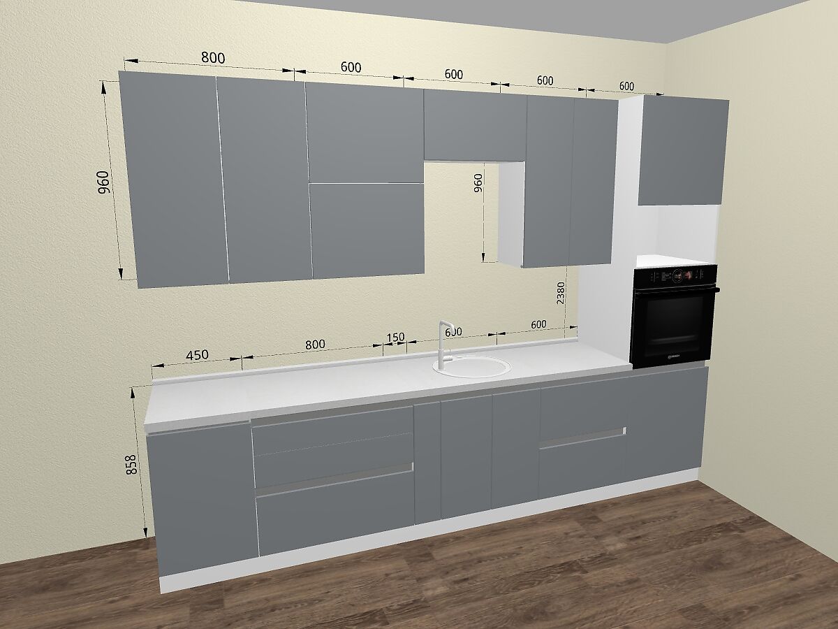 Купить Кухня GOLA SALE, цвет agt 726-soft touch storm grey (sl), арт ...